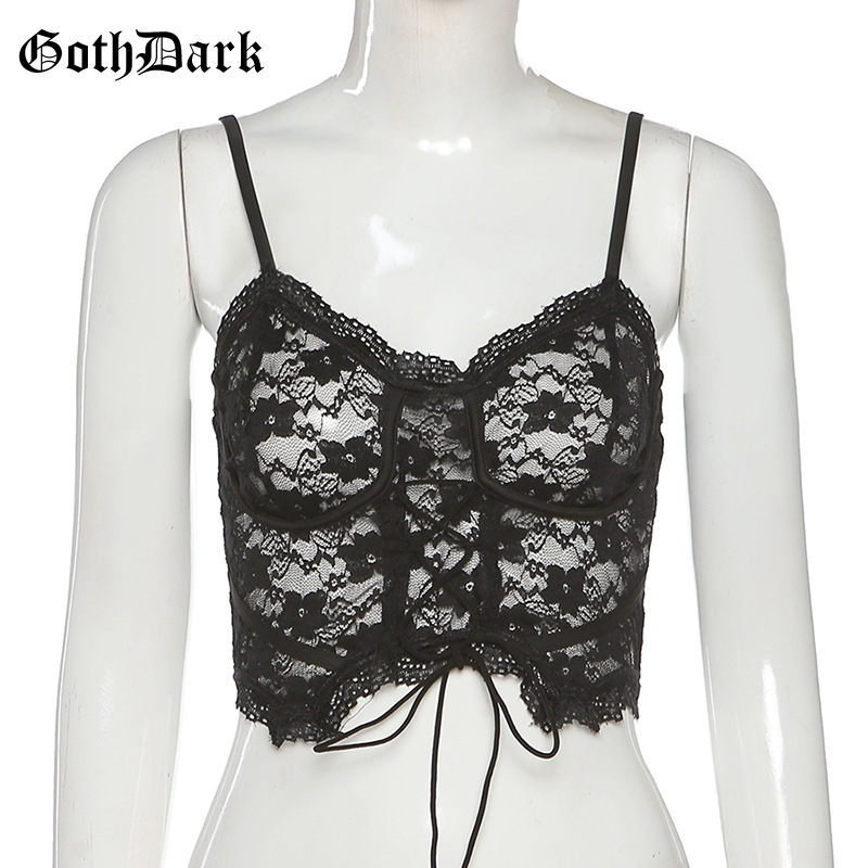 Goth Dark Lace Gothic Sexy See Through Camis Black Grunge Punk Mall