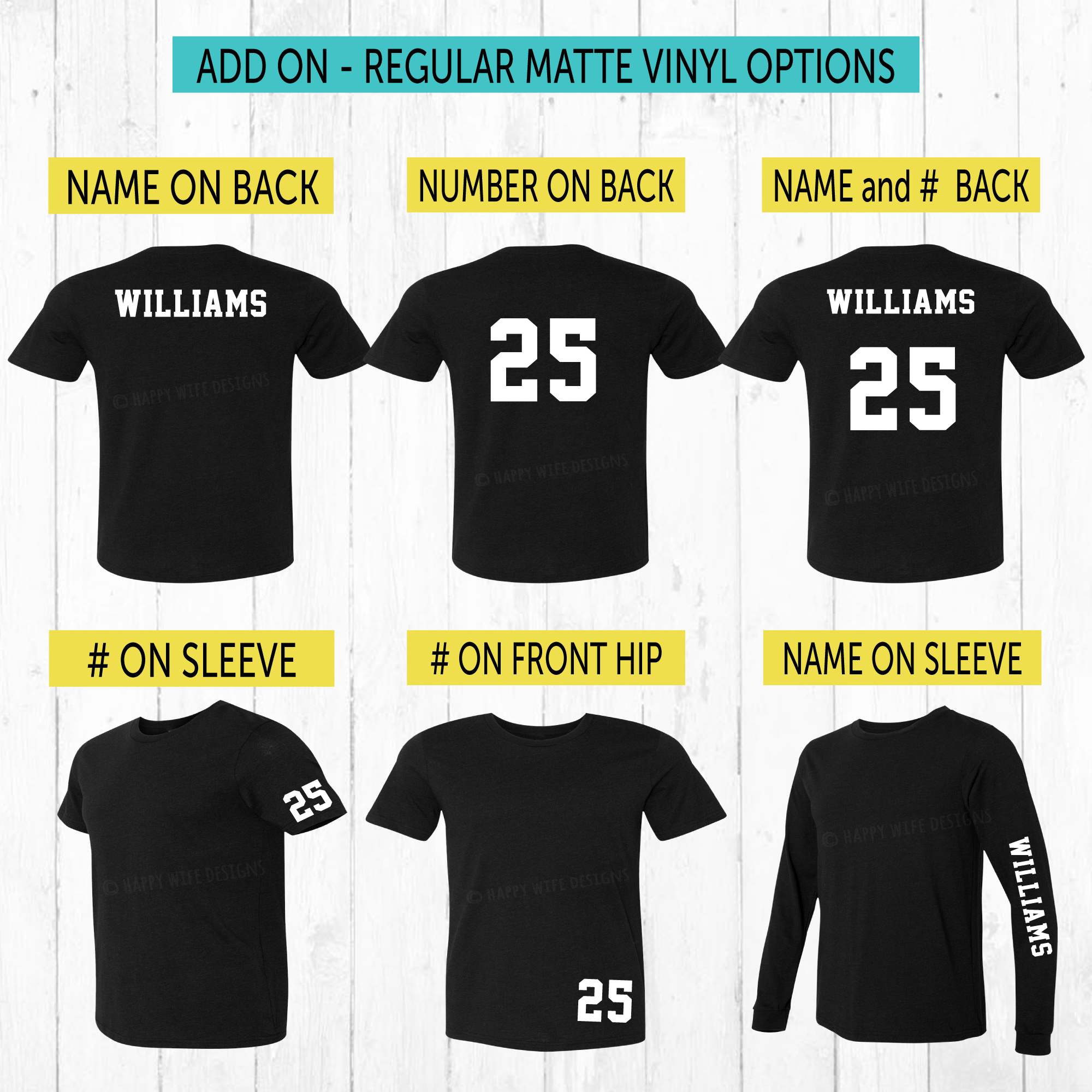 Plain Name And Number Add Ons Number Back Of Shirt Add Numbers On